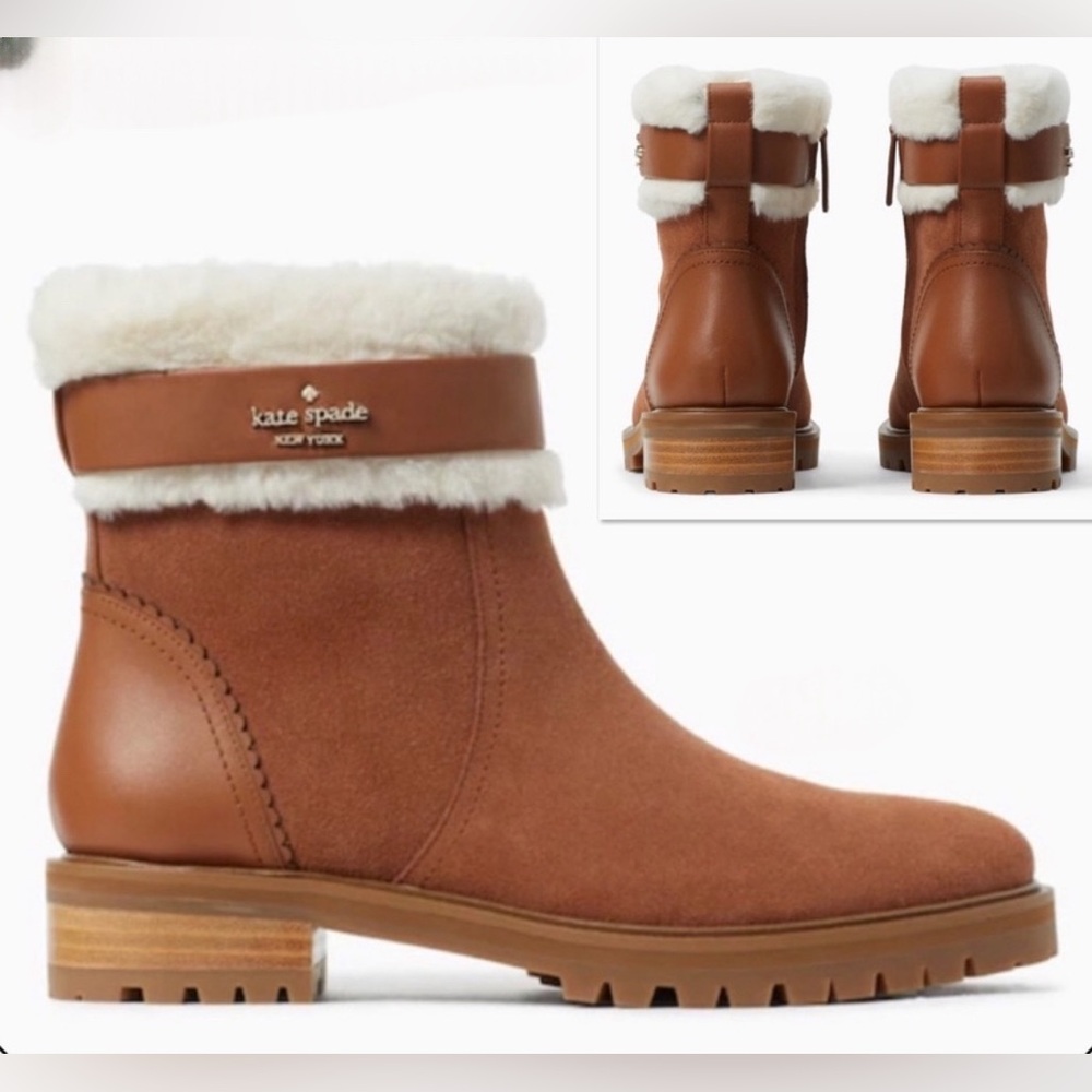 Kate Spade Bailee Winter Lug Sole Booties Lamb Suede … - Gem